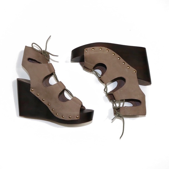 BONGO | Shoes | Bongo Priscilla Laceup Studded Platform Wedge Sandal In ...